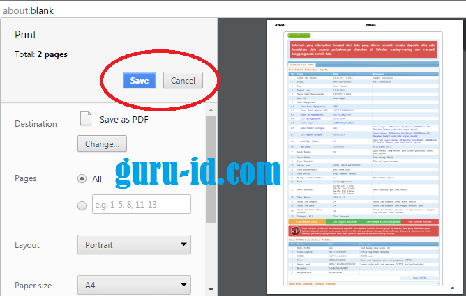 Cara Cetak/Print Lembar Info GTK 2017 - Modul Ajar Kurikulum Merdeka