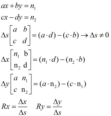 MathLDE: Cramer ('Formula') Sistema De Ecuaciones.