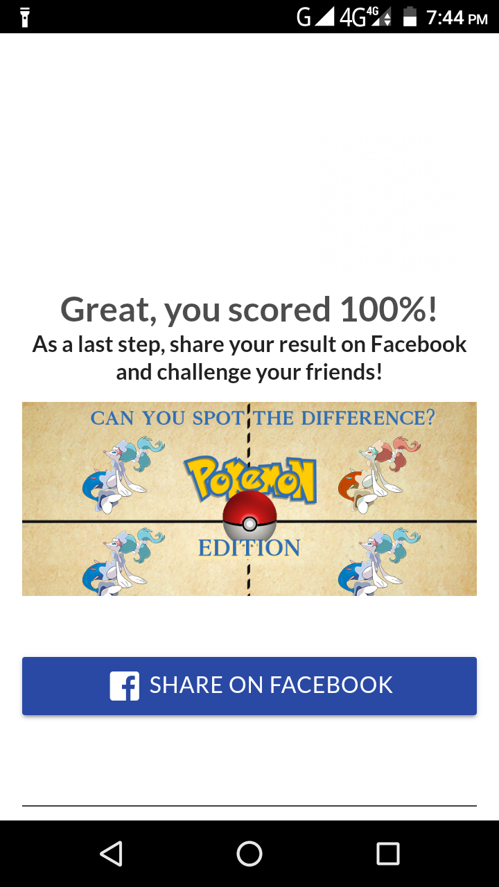 Pokémon Spot the Difference Quiz 100 % result - BERUID
