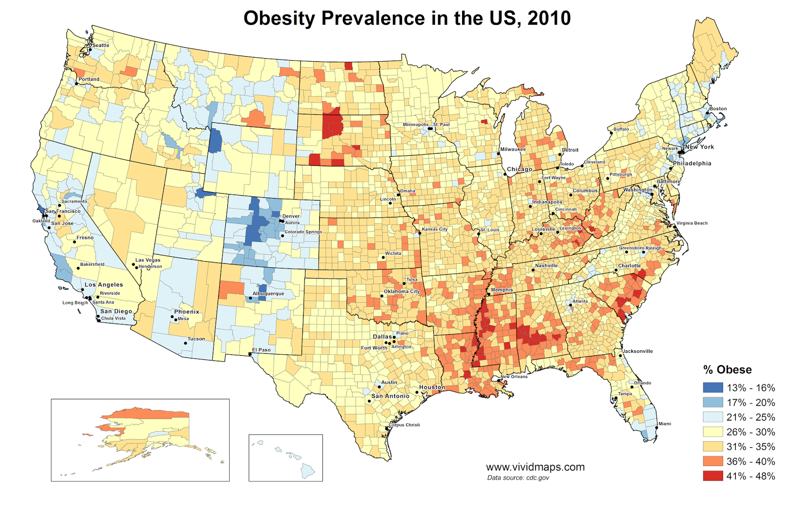 Obesity prevalence in the United States - Vivid Maps
