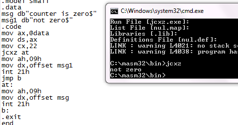 JCXZ in Assembly language: ~ Get Information