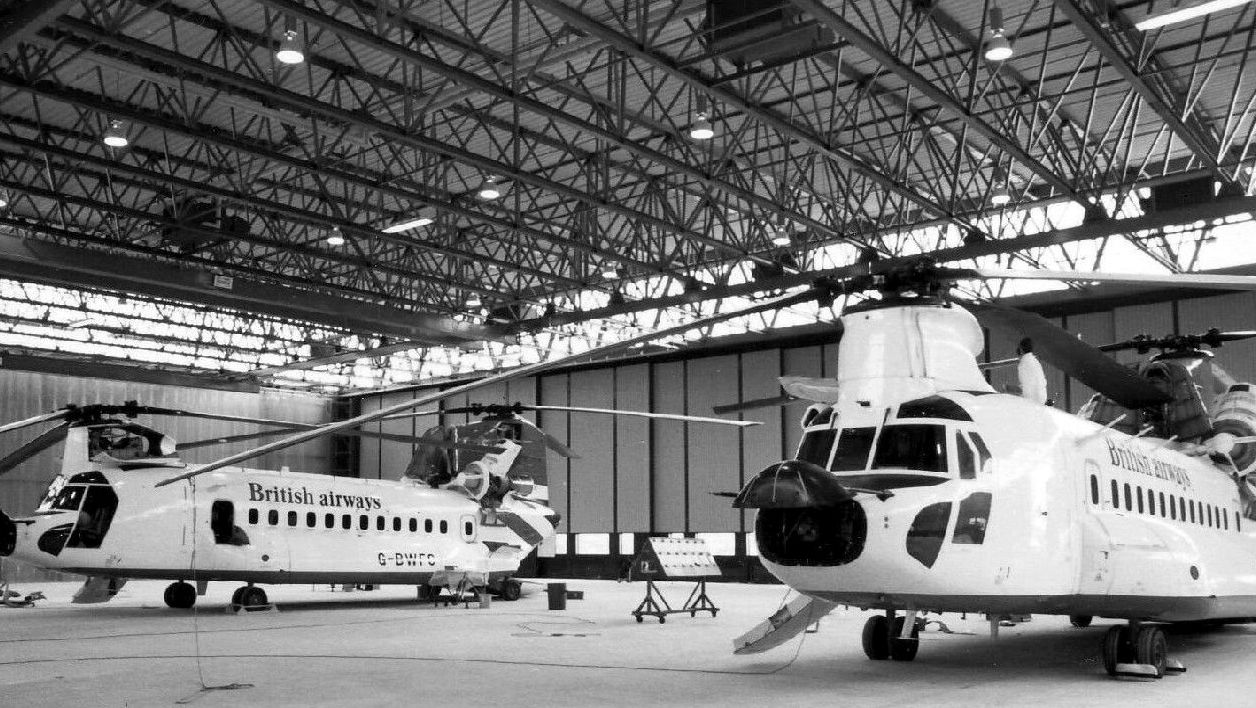 Tour Scotland: Old Photograph Chinook Helicopters Airport Dyce Scotland