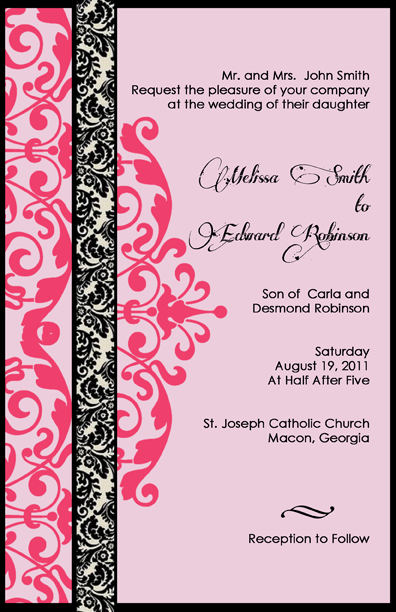 Elegant and Beautiful Wedding Invitations for Free: Pink and Black ...