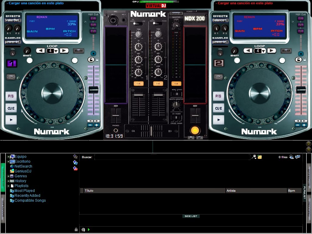 pruevas: skin vdj: NUMARK NDX 200