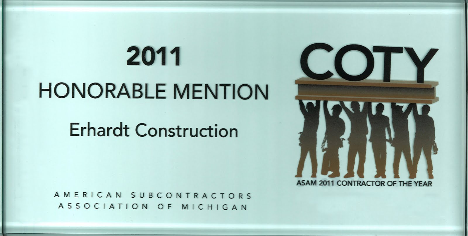 Erhardt Construction News Blog: ERHARDT RECEIVES COTY AWARD