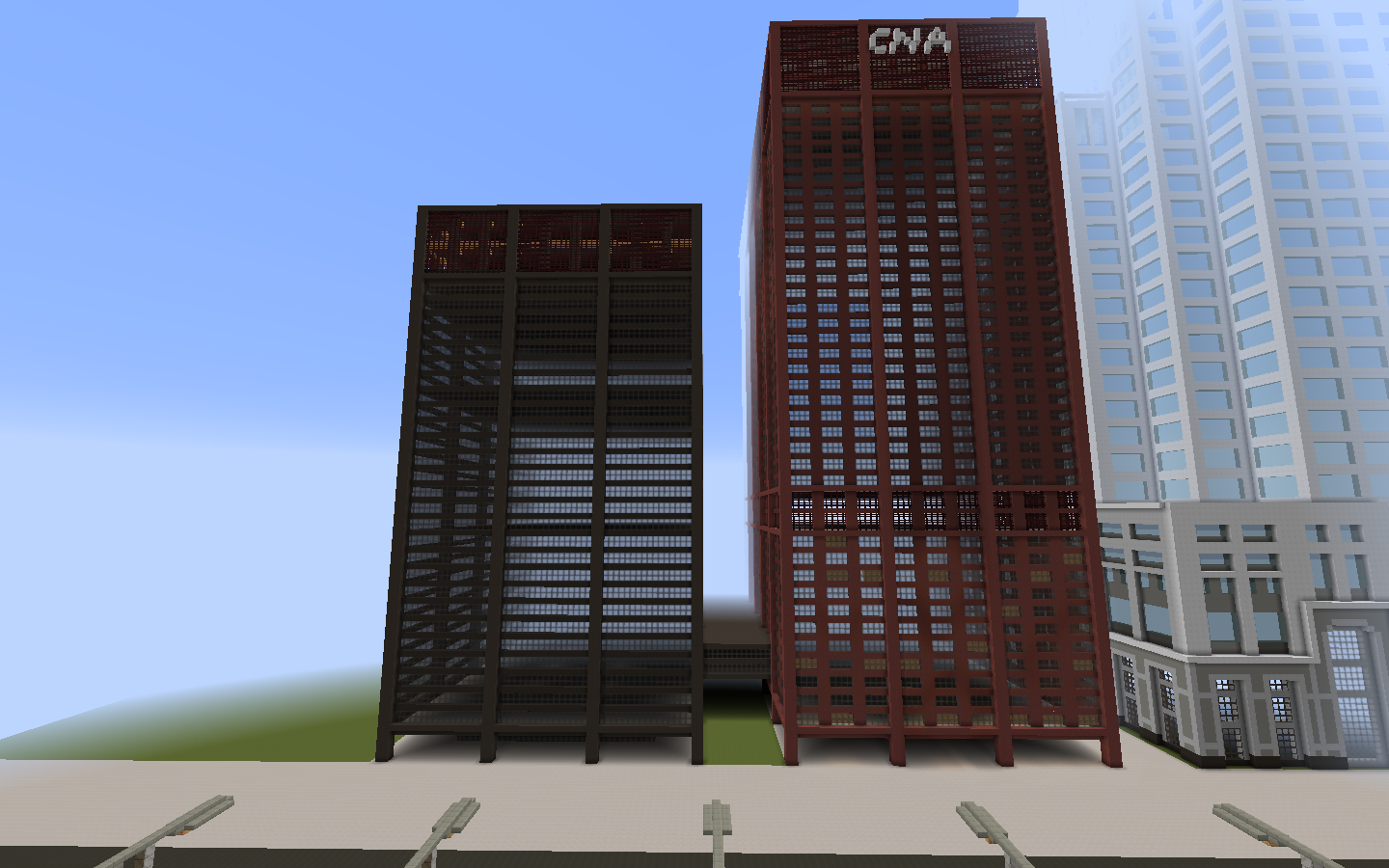 Replica Minecraft: Rascacielos CNA Center, Chicago (EEUU).