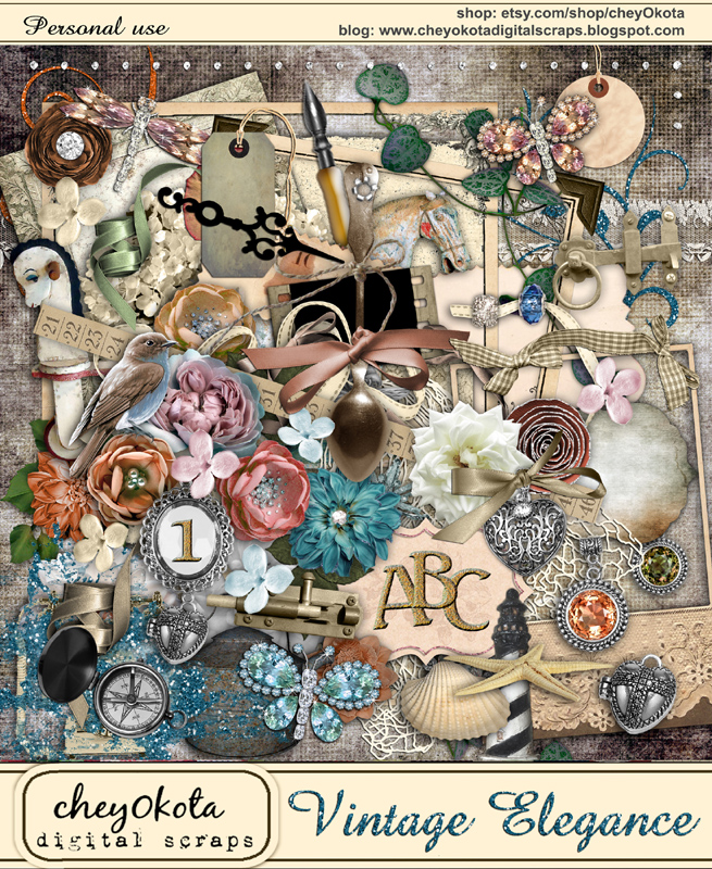 CheyOkota Digital Scraps Vintage Elegance Digital Scrapbook Kit CheyOkota Digital Scraps Vintage Elegance Digital Scrapbook Kit
