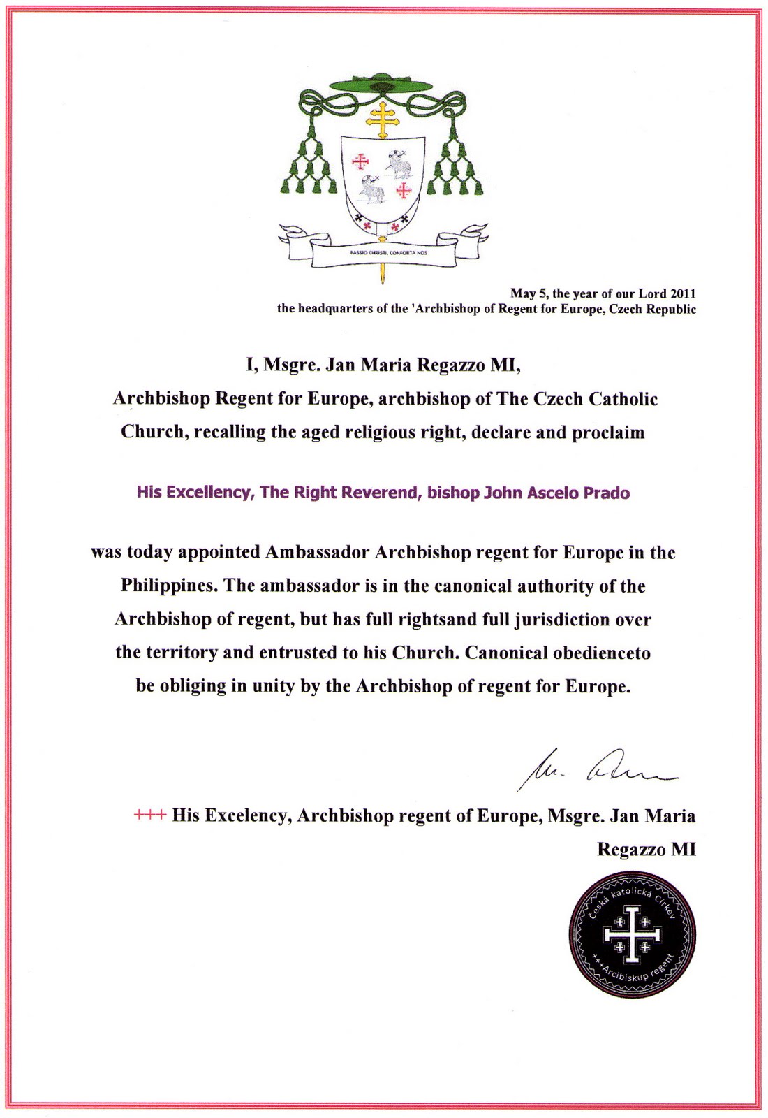 Bishop Consecration Certificate - prntbl.concejomunicipaldechinu.gov.co