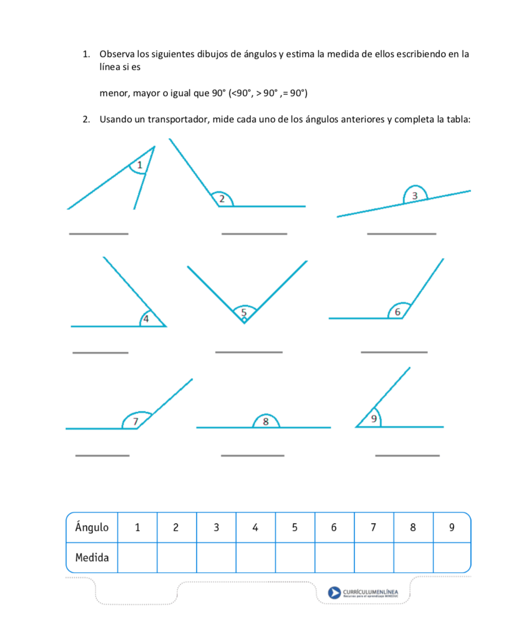 "La 3ª Rama" Blanca de Castilla: FICHA - MEDIR ÁNGULOS