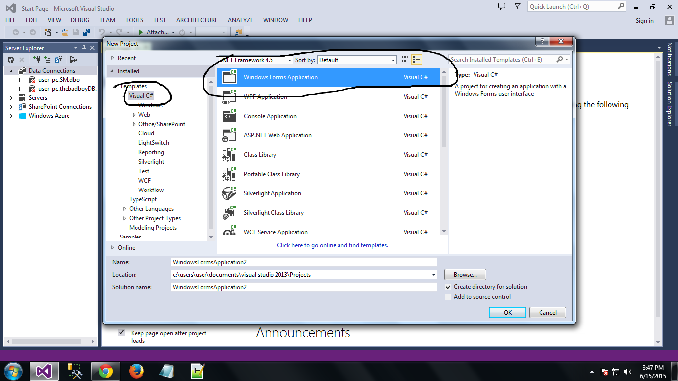 Using sql in visual studio - parpor