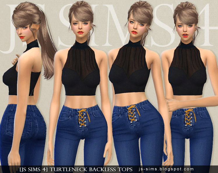 [JS SIMS 3&4] Turtleneck Backless Tops