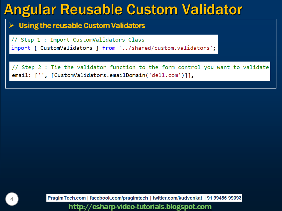 Sql Server Net And C Video Tutorial Angular Reusable Custom Validator Slides