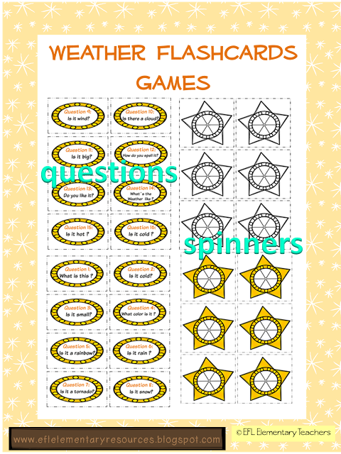 EFL Elementary Teachers: Weather Flashcards Activities for ESL EFL Learners