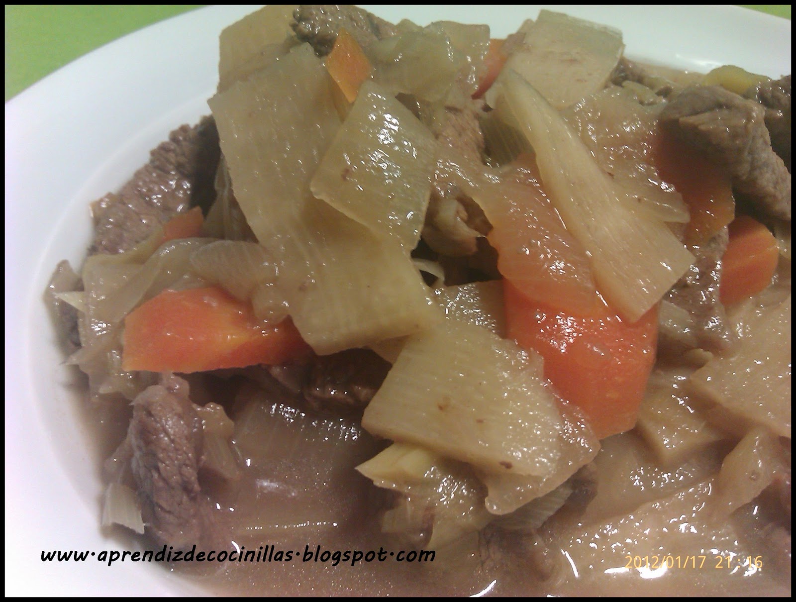 Aprendiz de Cocinillas: Receta. Ternera a la oriental con brotes de bambú.