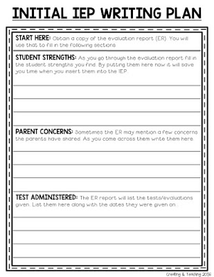IEP Writing Tips & Planning Pages | creating & teaching