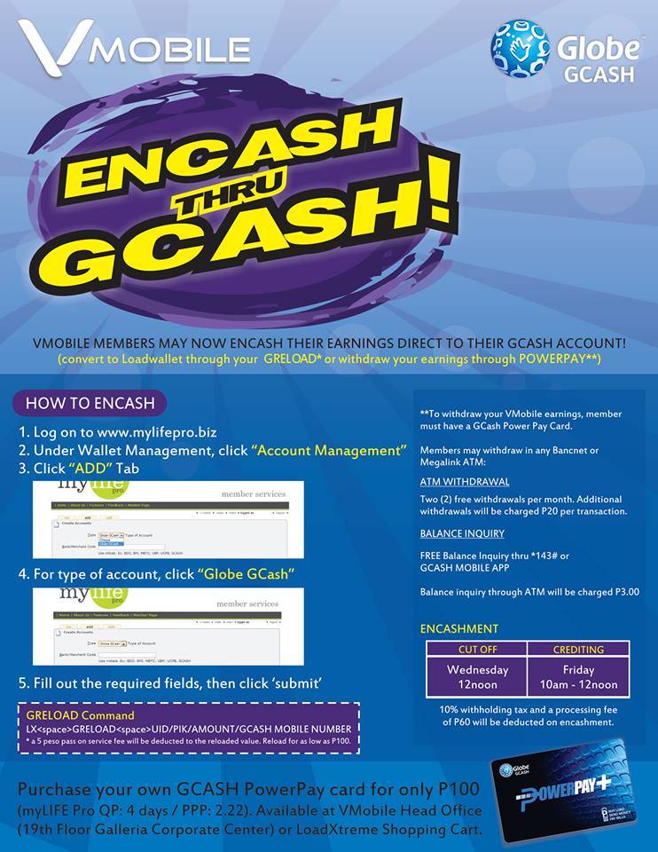 VMOBILE: ENCASH THRU GCASH