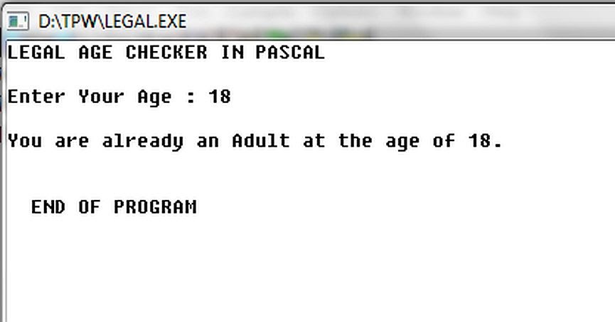 Free Programming Source Codes And Computer Programming Tutorials Legal Age Checker In Turbo Pascal