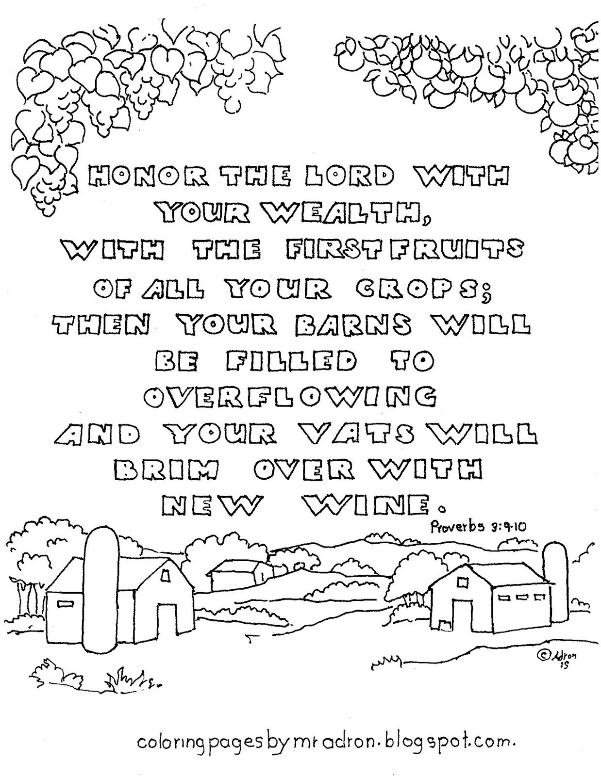 Coloring Pages for Kids by Mr. Adron: Proverbs 3:9-10 Printable ...