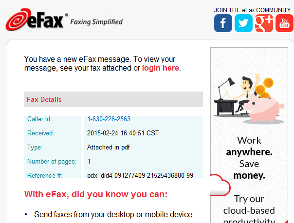 Sanesecurity ClamAV blog: zero hour malware, phishing and scams: eFax ...