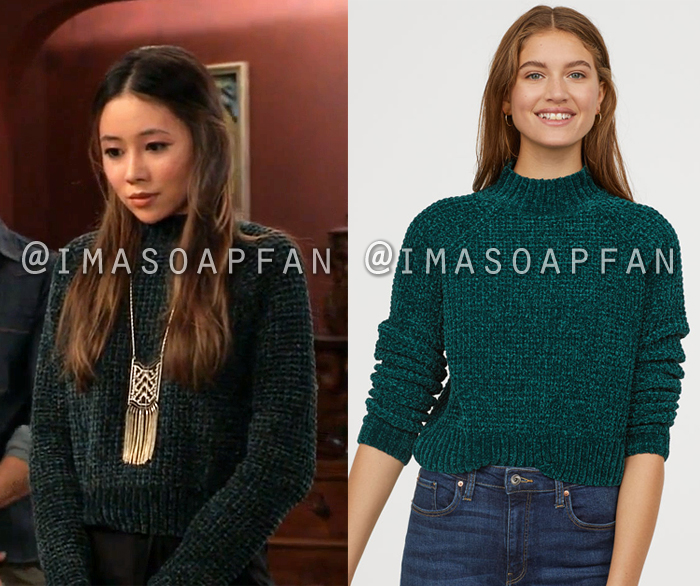 Daisy Kwan's Dark Green Chenille Mockneck Sweater - General Hospital ...