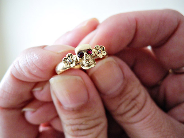 east side bride: ruby skull engagement ring