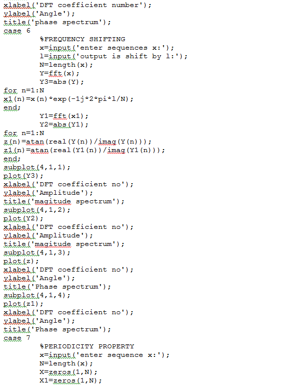 DFT MATLAB code with all the properties - MATLAB Programming