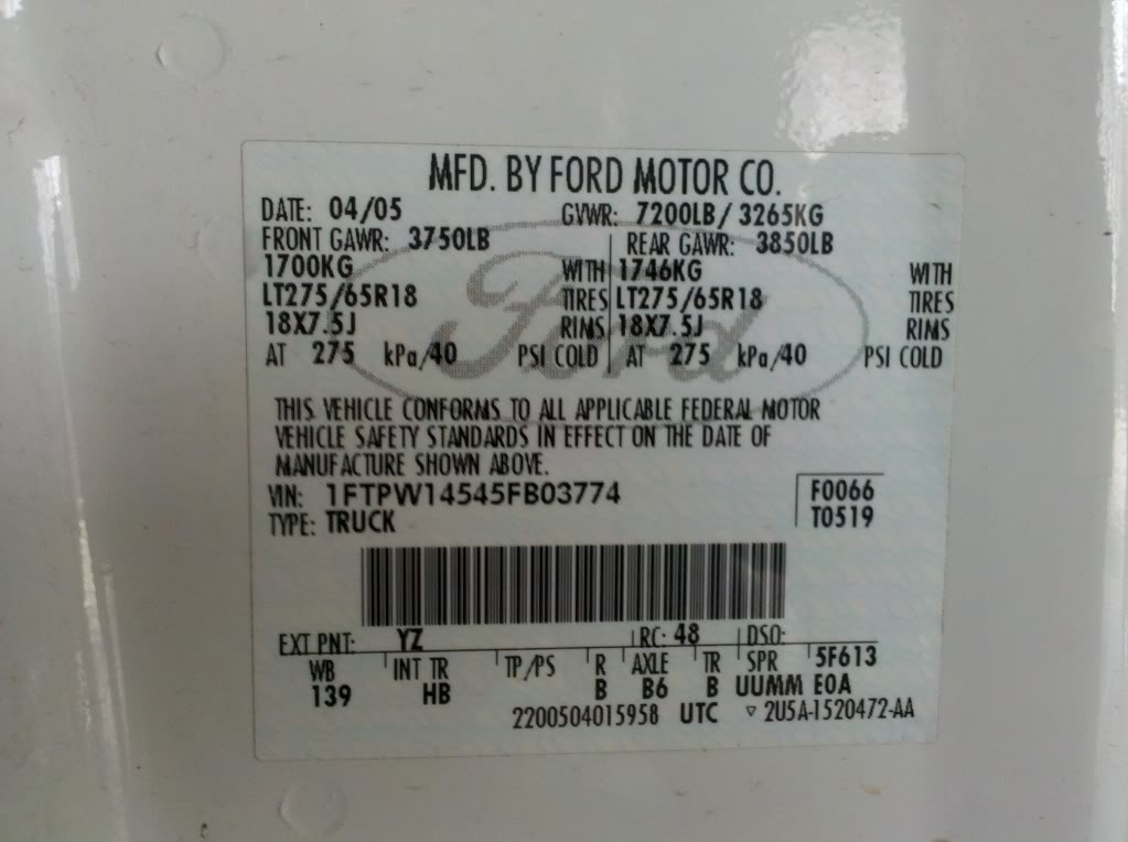 Replacement VIN (vehicle identification number) Stickers: Canadian ...