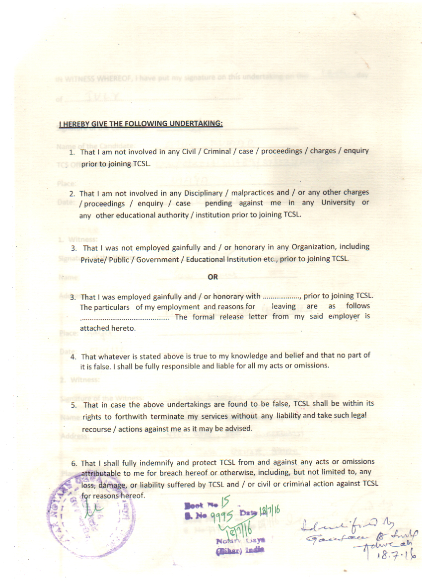 Required documents for tcs training : Tcs required documents