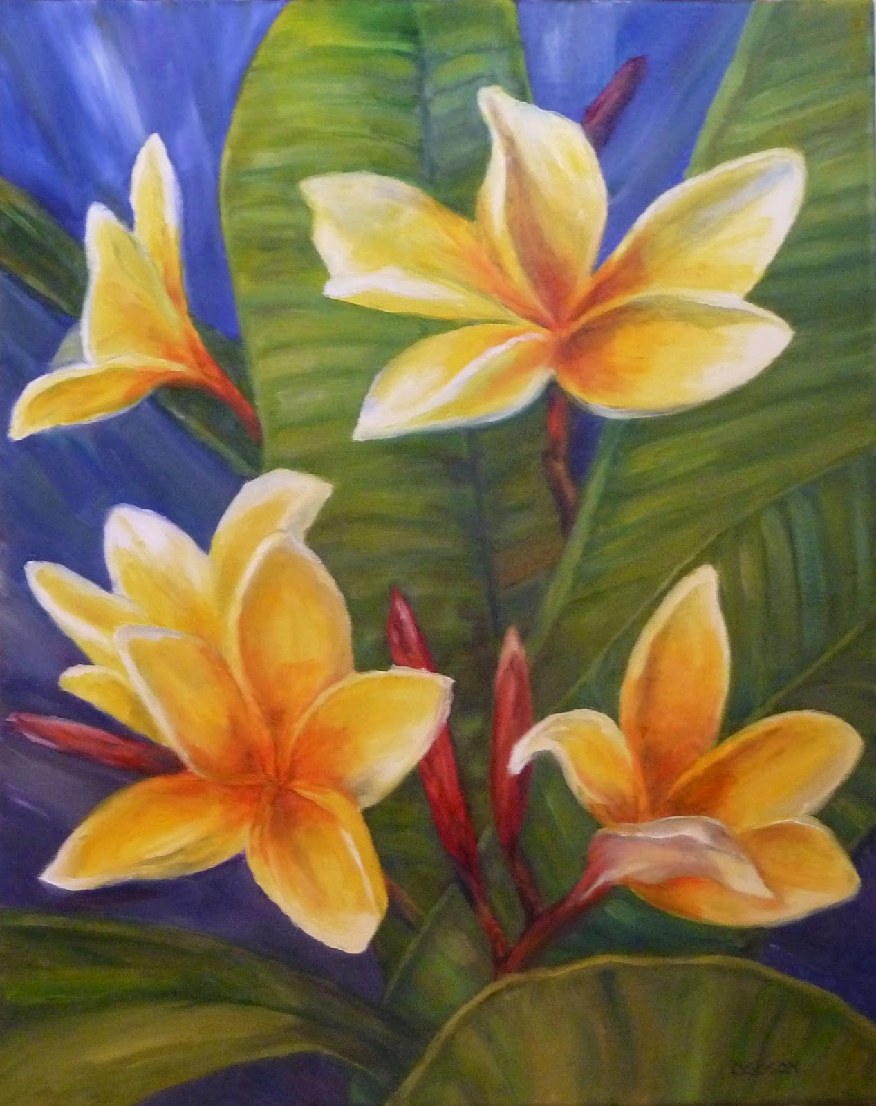 Daily Painting Projects: Aztec Gold Plumeria Oil Flower Painting Still ...
