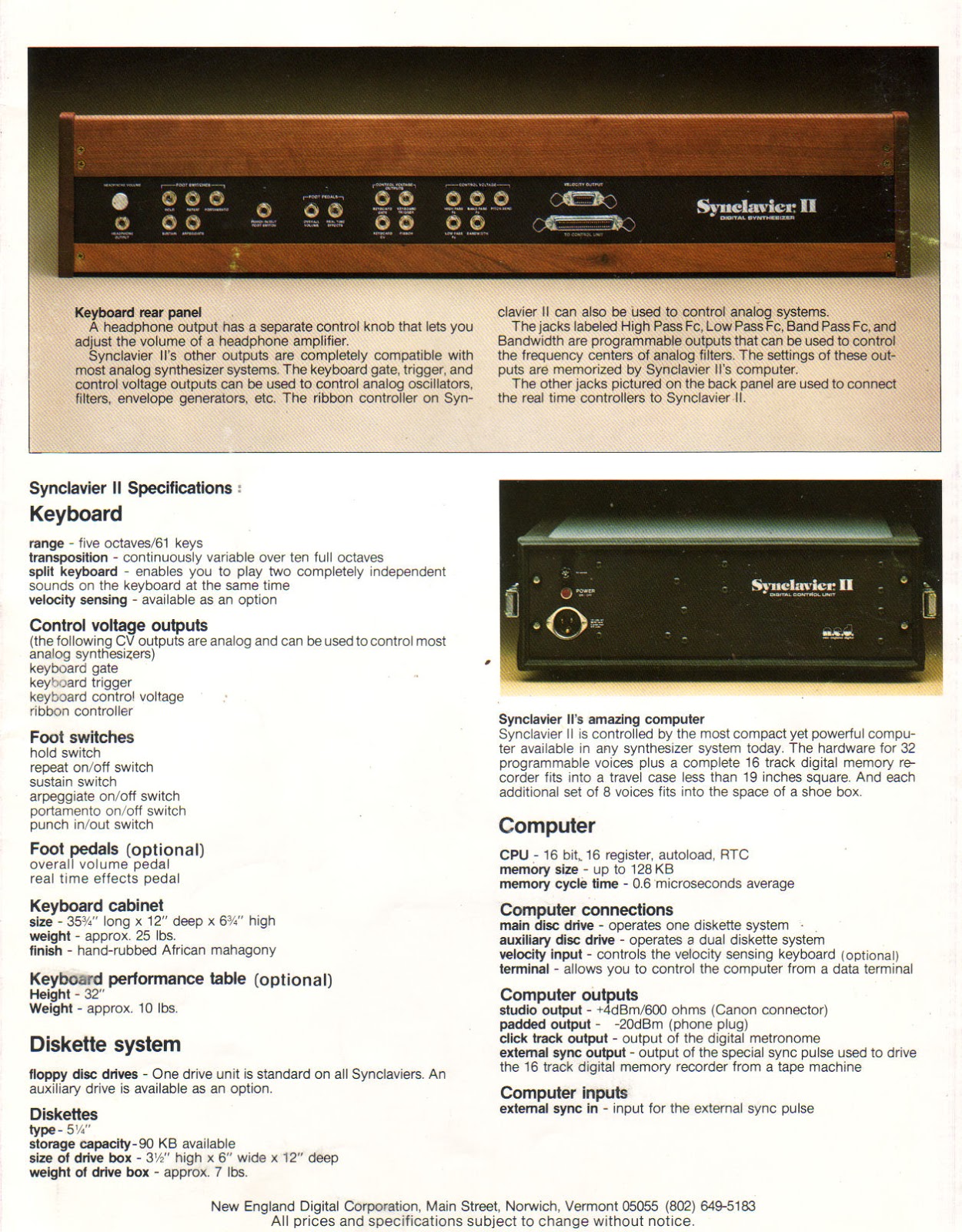 MATRIXSYNTH: NED Synclavier II Brochure, Akai's Mike McRoberts, AES ...