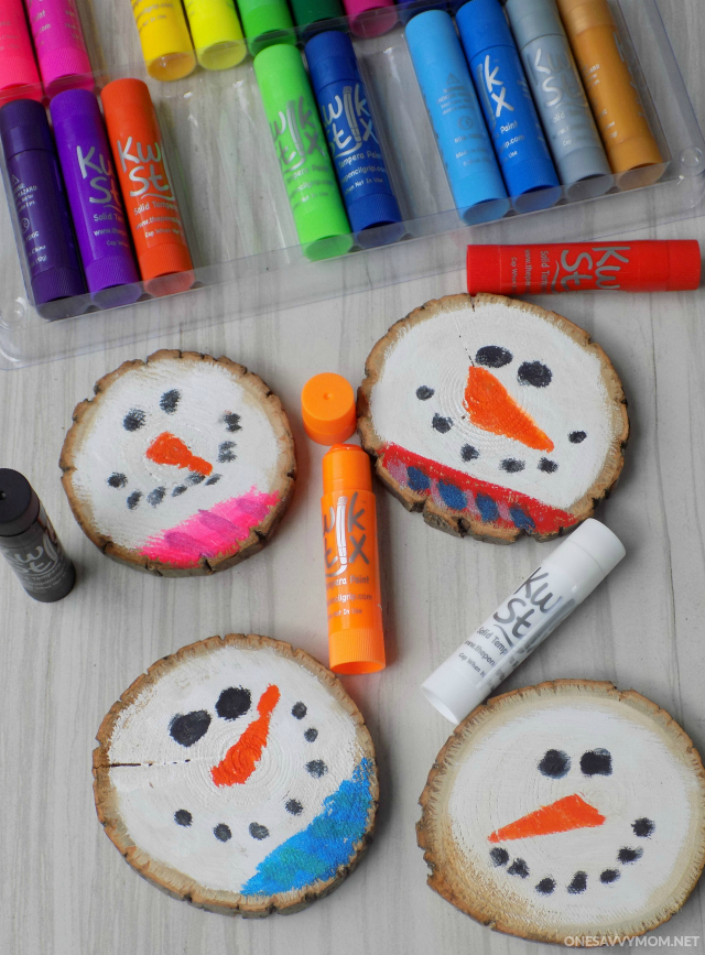 One Savvy Mom ™ | NYC Area Mom Blog: DIY Wood Slice Snowman Coasters ...
