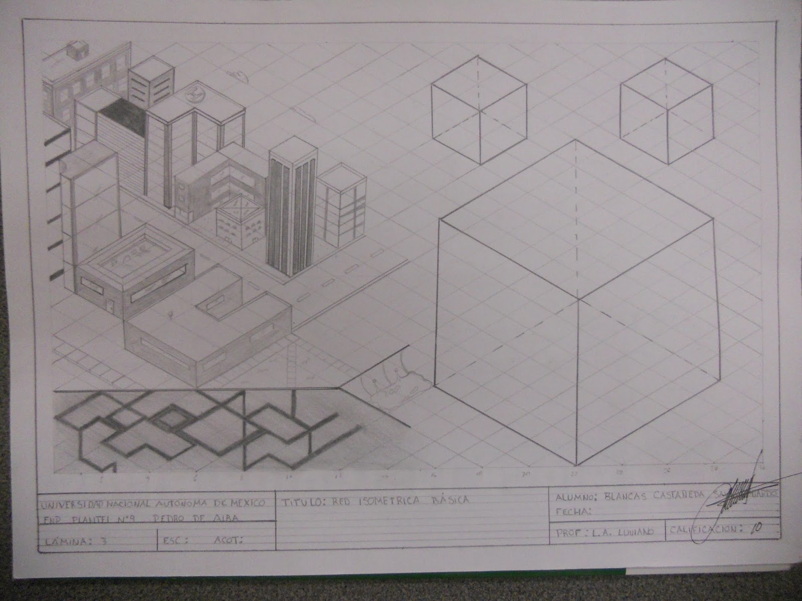 DIBUJO CONSTRUCTIVO II : LÁMINA 3, RED ISOMÉTRICA BÁSICA
