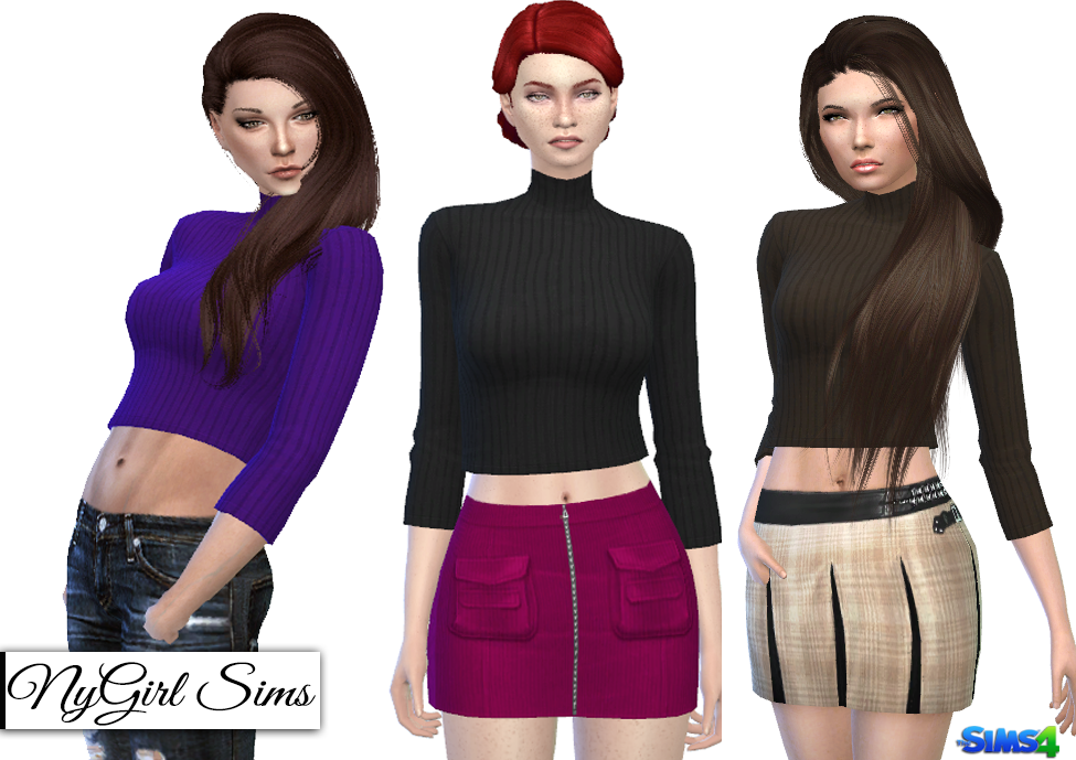 NyGirl Sims 4: Ribbed Turtleneck Crop Sweater