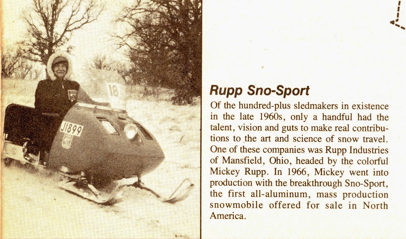 CLASSIC SNOWMOBILES OF THE PAST: 1966 RUPP SNO SPORT