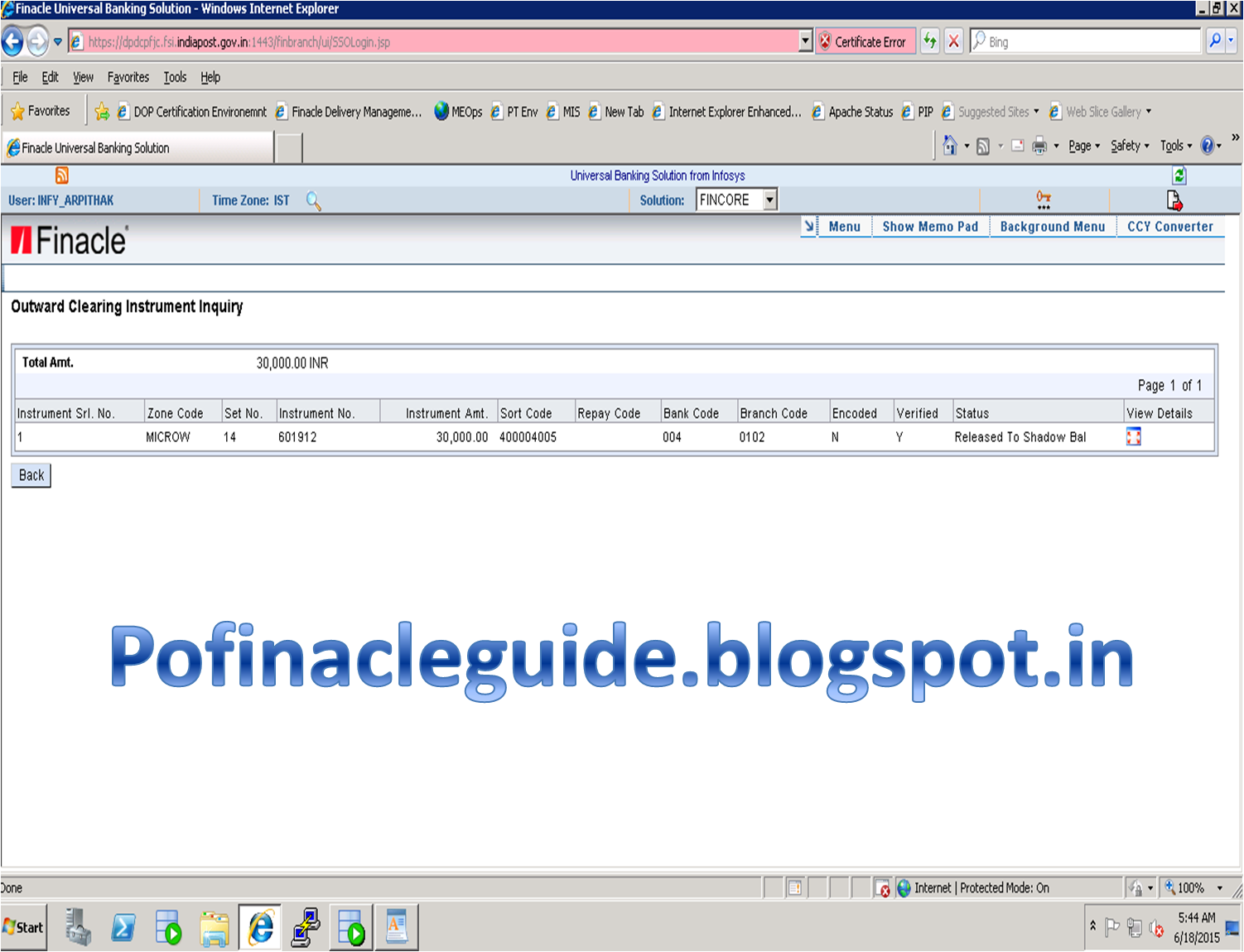 Latest FAQ on Clearing both inward and outward clearing in DOP Finacle ...