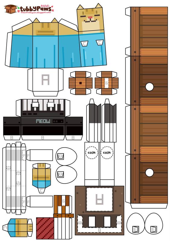 Bibi Leitura : Papercraft de Gato tocando Piano