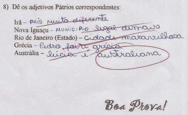 As piores respostas em provas escolares - Dano Mental - O melhor do ...