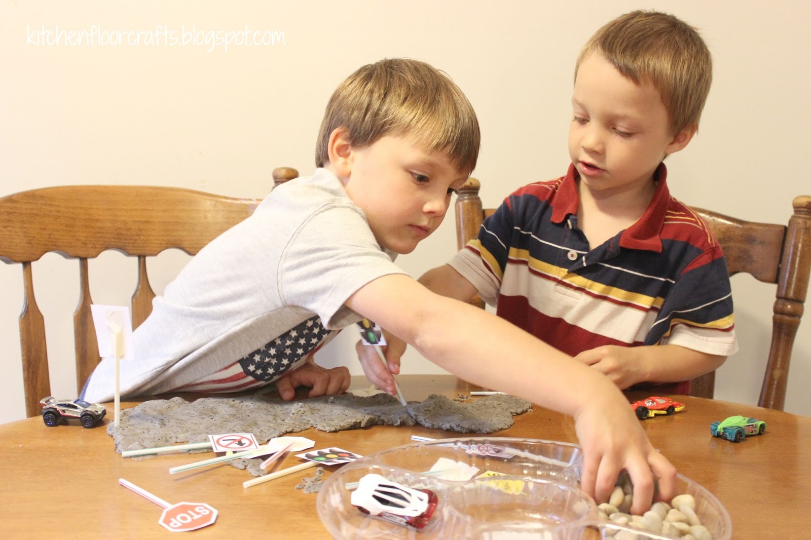 Kitchen Floor Crafts: Build-A-Road Playdough Play
