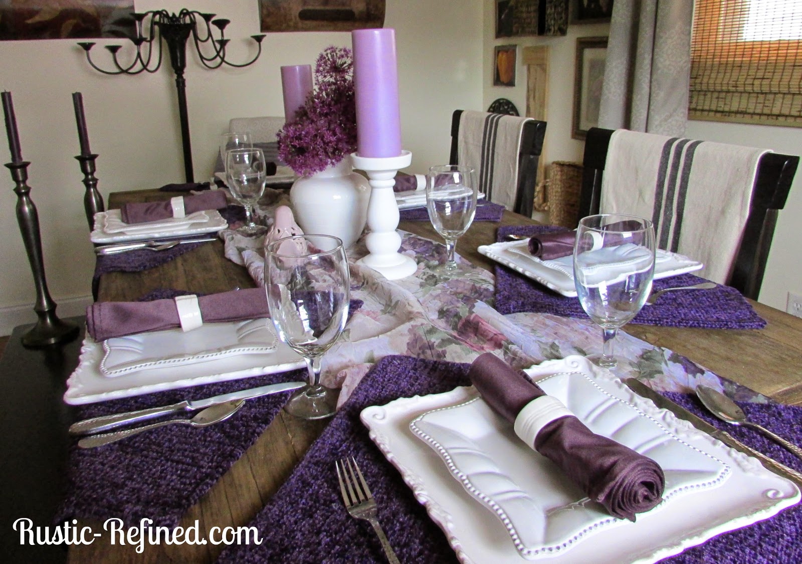 Purple Pinch Tuesday Tablescape | Rustic & Refined
