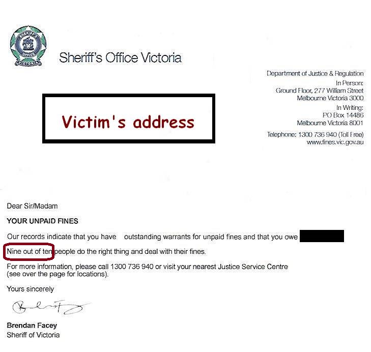 Corporate Australia: Scam letters - the Sheriff of Victoria
