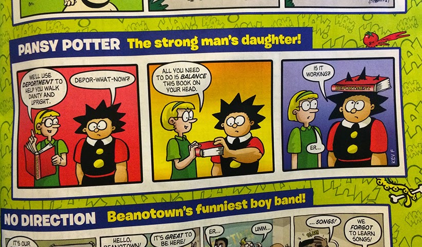 Kev F comic art: Pansy Potter: Deportment - in this week's Beano (and last)
