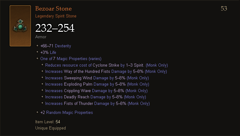 The Best Games Ever: Diablo 3 | Legendary and Set Spirit Stones Table