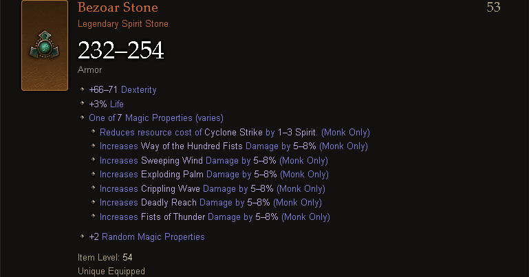 The Best Games Ever: Diablo 3 | Legendary and Set Spirit Stones Table