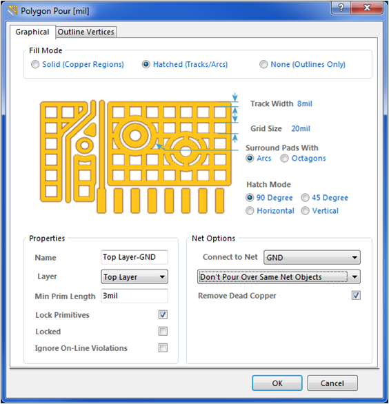 Altium PCB Designer: Hatched Polygons