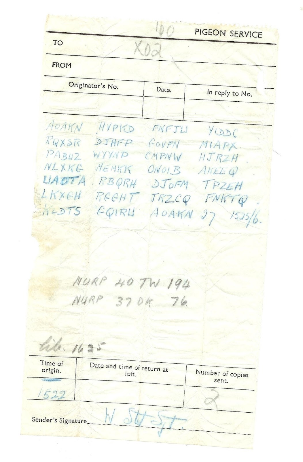 WW2 Cipher Pigeon "W Stout" signature update... - Cipher Mysteries