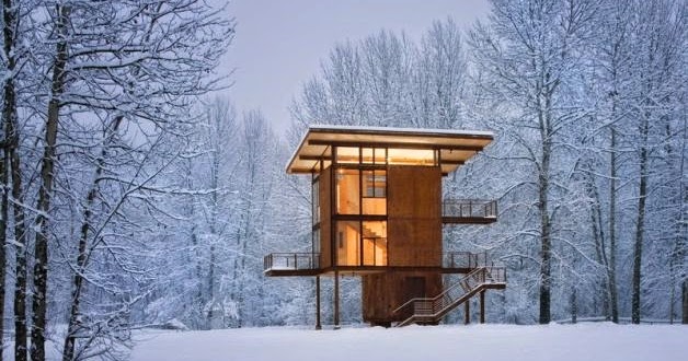 Coolest Cabins: Modern Industrial woodland cabin