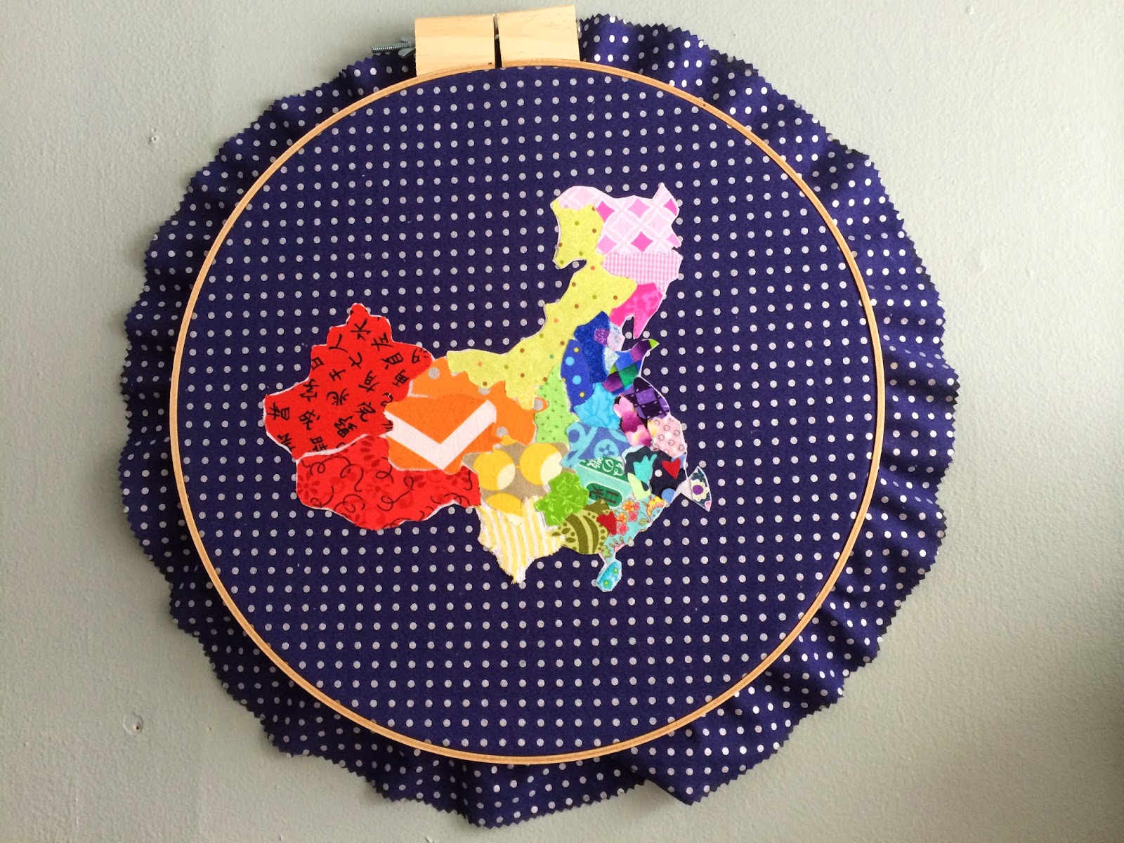 Adventures with a Chinese Noodle and her Mei Mei: China map hoop art