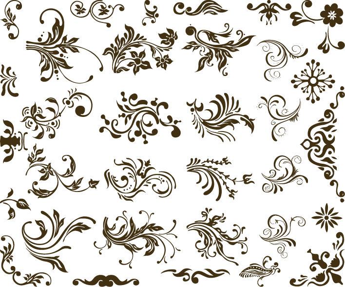 Set of Vector Floral Design dxf - cnc world free download files