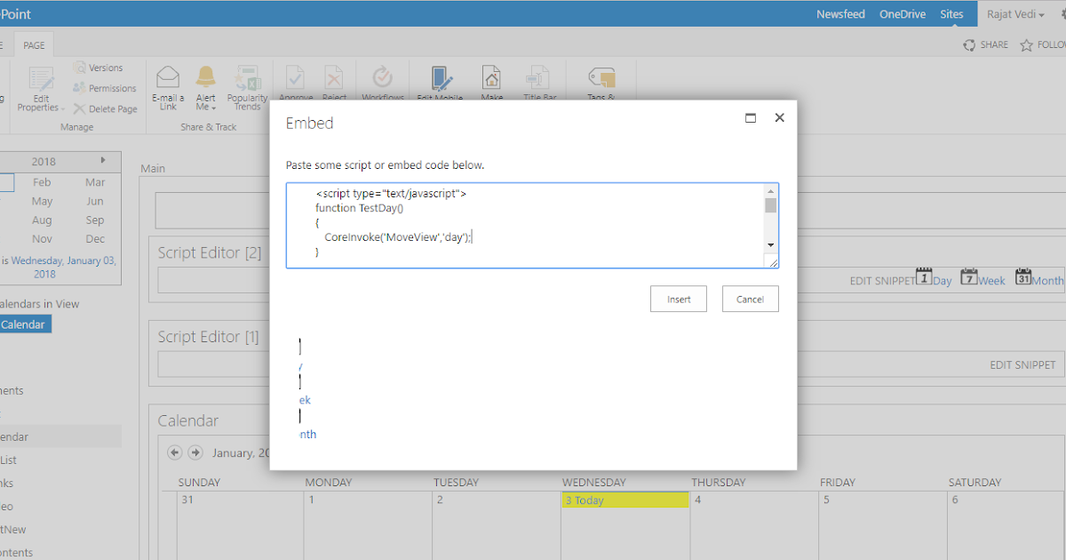 Show month, day and week view in SharePoint 2013 Calendar list using JavaScript