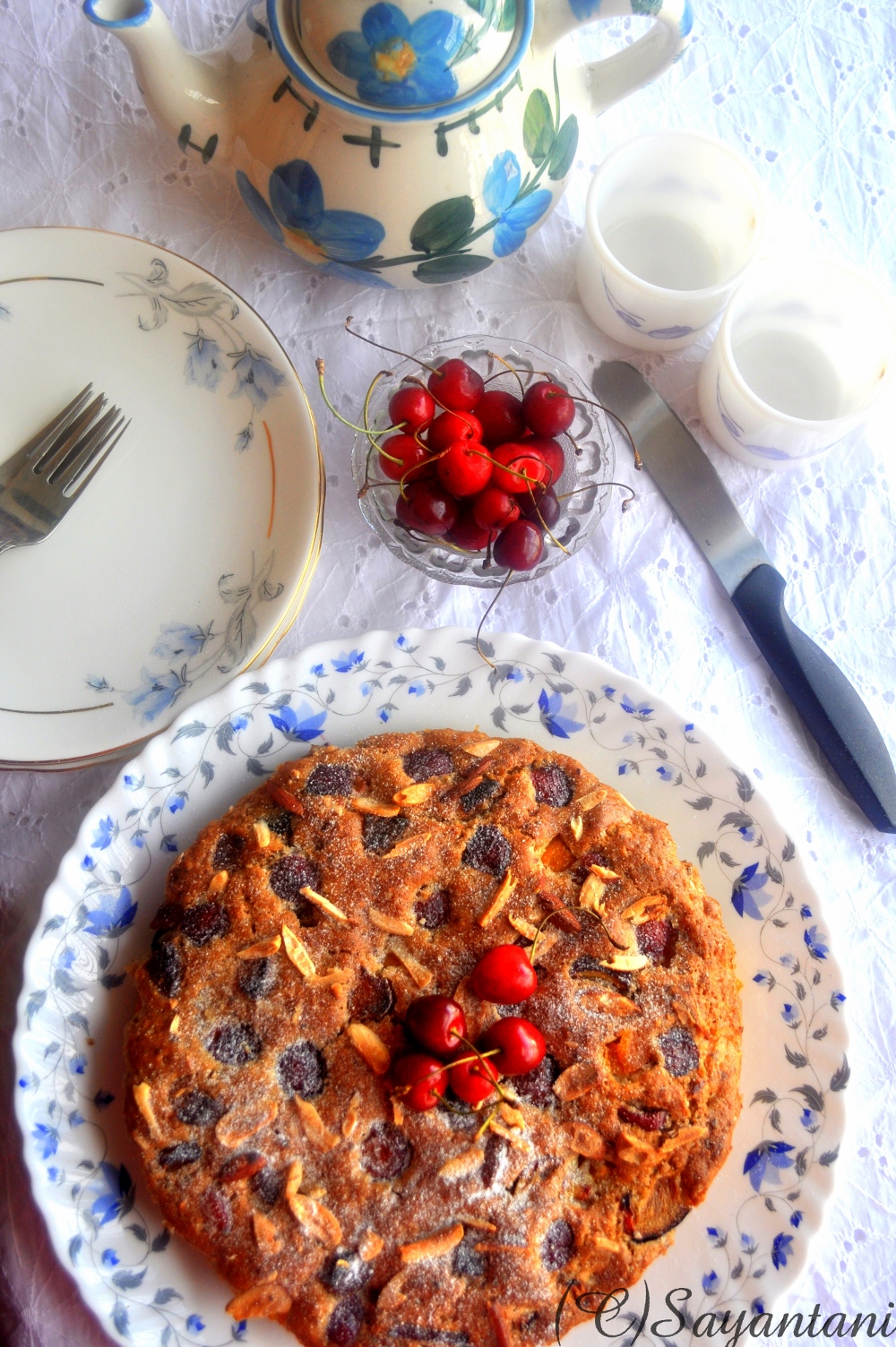 Eggless Stone fruit Tea Cake - A Homemaker's Diary